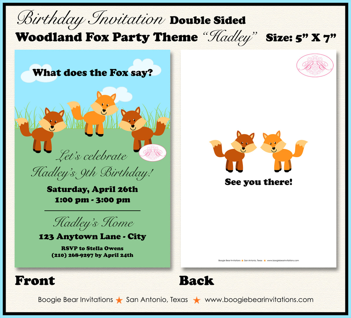 Woodland Fox Birthday Party Invitation Forest Animals What Does The Fo ...