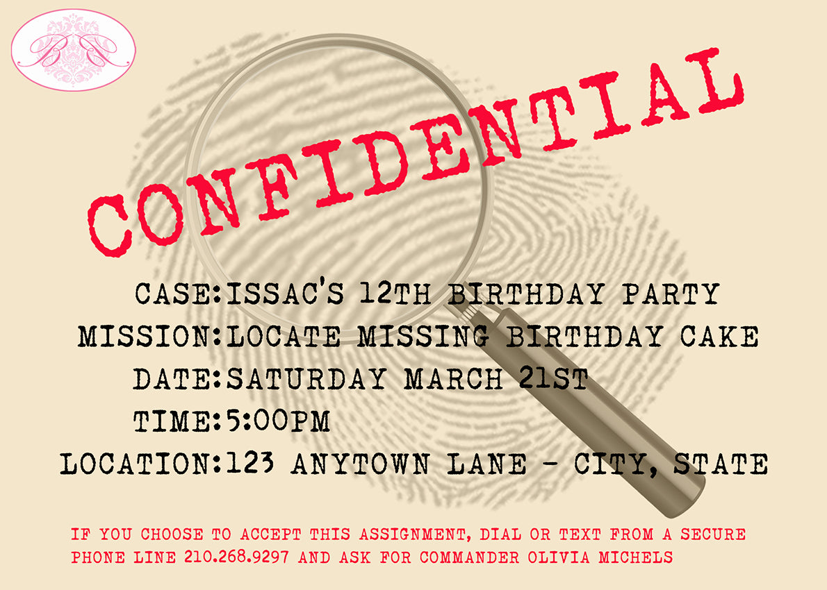 Mystery Clue Birthday Party Invitation Top Secret Boogie Bear Invitati ...