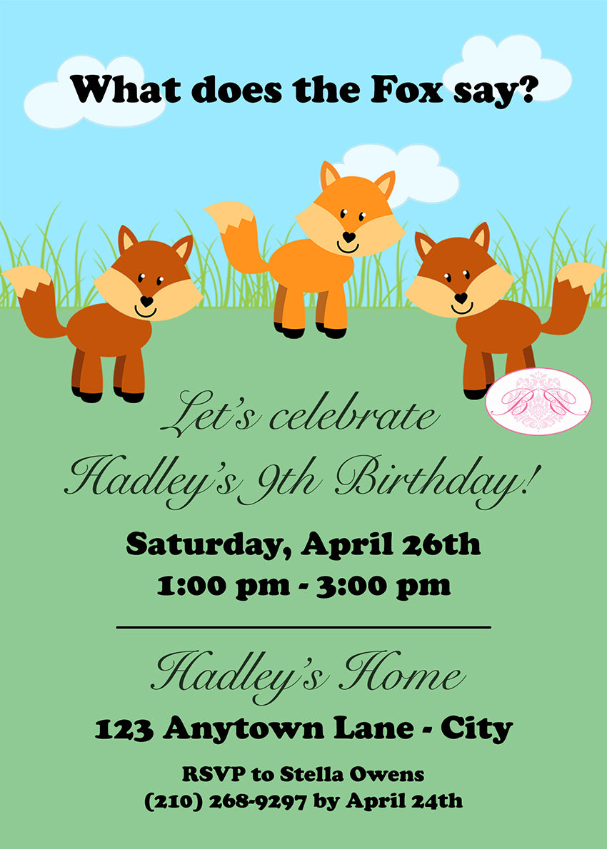 Woodland Fox Birthday Party Invitation Forest Animals What Does The Fo ...