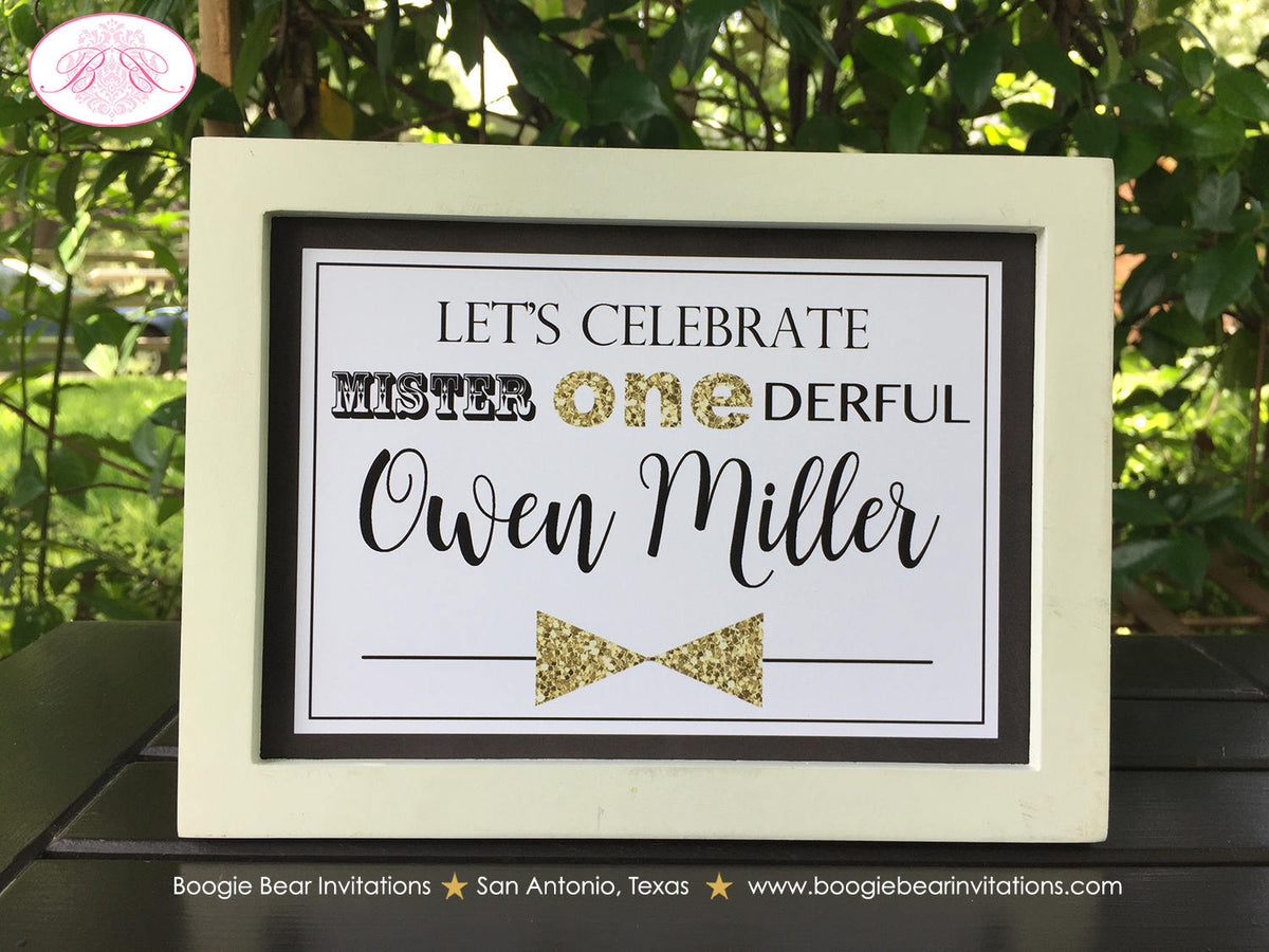 Mr Wonderful Birthday Party Sign Poster Onederful Boy ONE derful Black ...