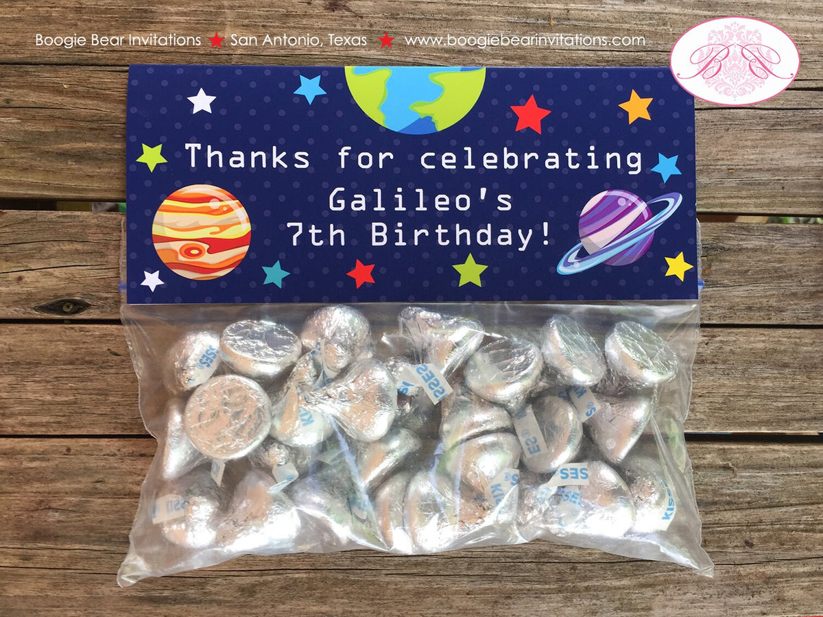 Outer Space Birthday Party Treat Bag Toppers Folded Favor Planets Sola ...