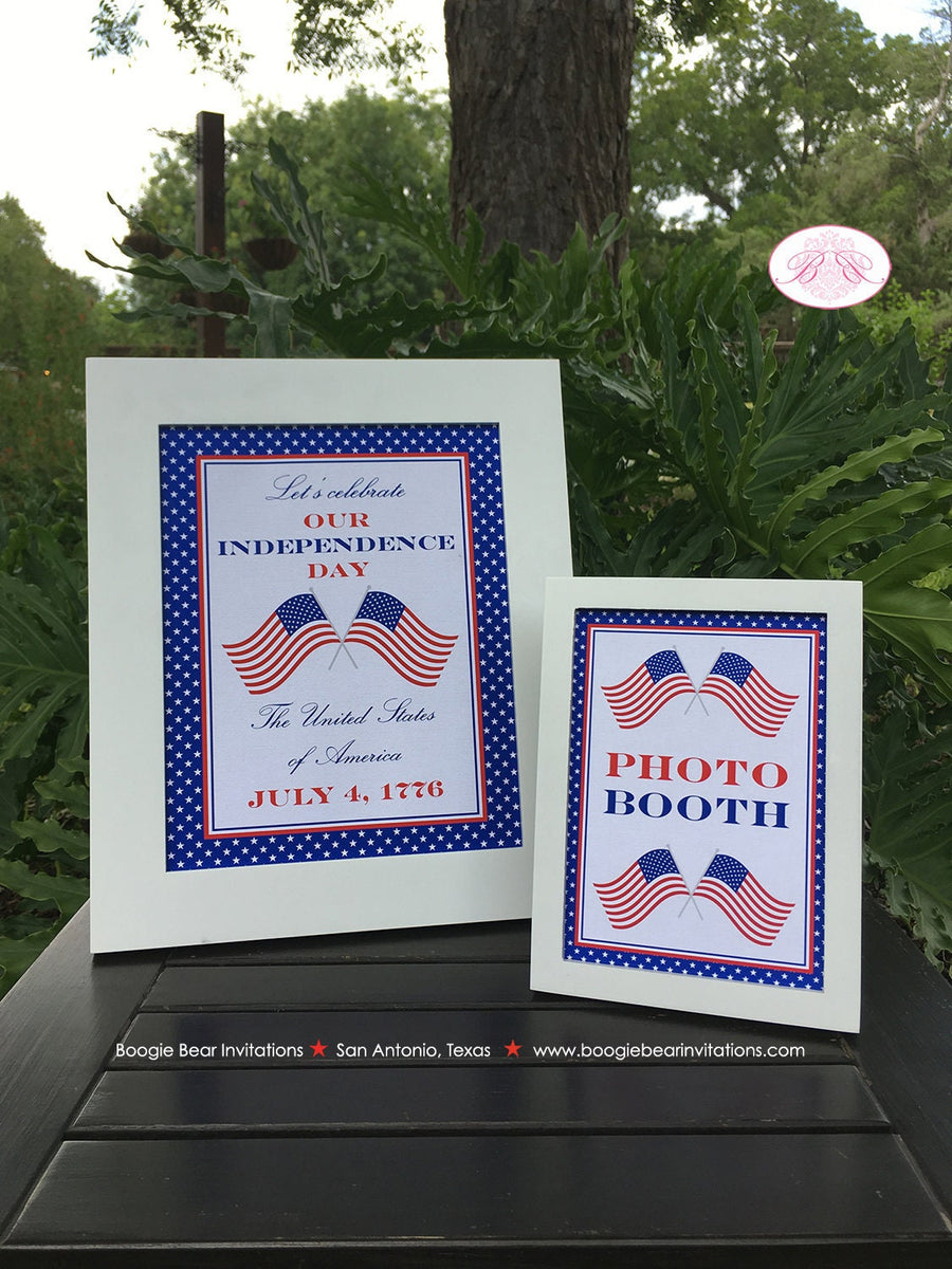 4th of July Birthday Party Sign Poster Photo Booth Welcome Flag Red Wh ...