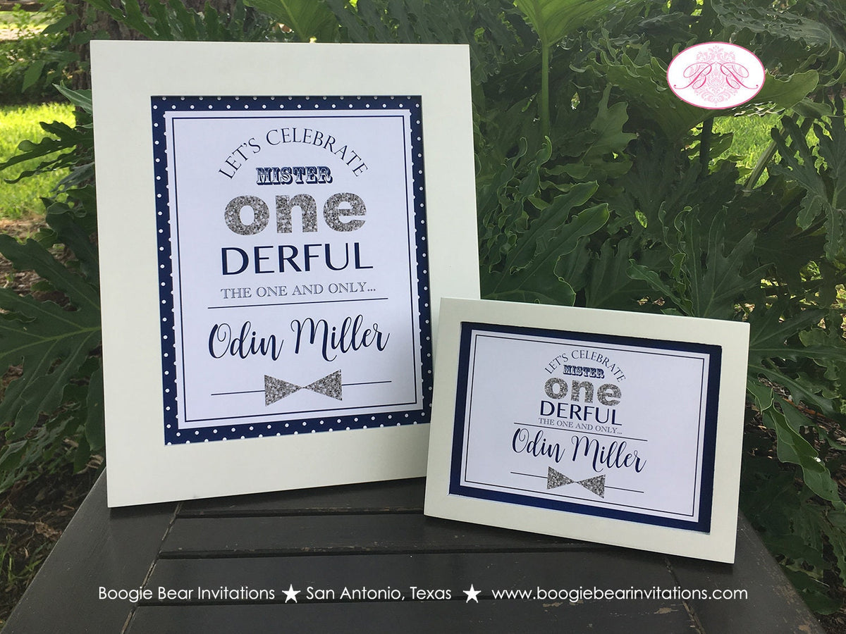 Mr Wonderful Birthday Party Sign Poster Onederful Boy ONE derful Navy ...
