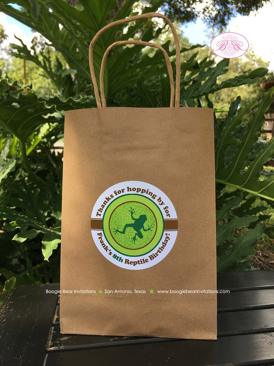 Reptile Birthday Party Favor Bag Treat Paper Handled Frog Snake Lizard ...