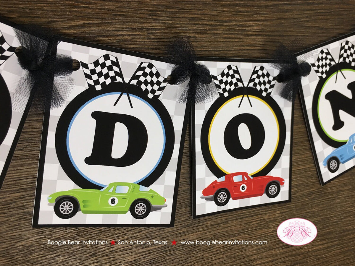 Race Car Birthday Party Banner Small Racing Classic Girl Boy Retro Cou ...