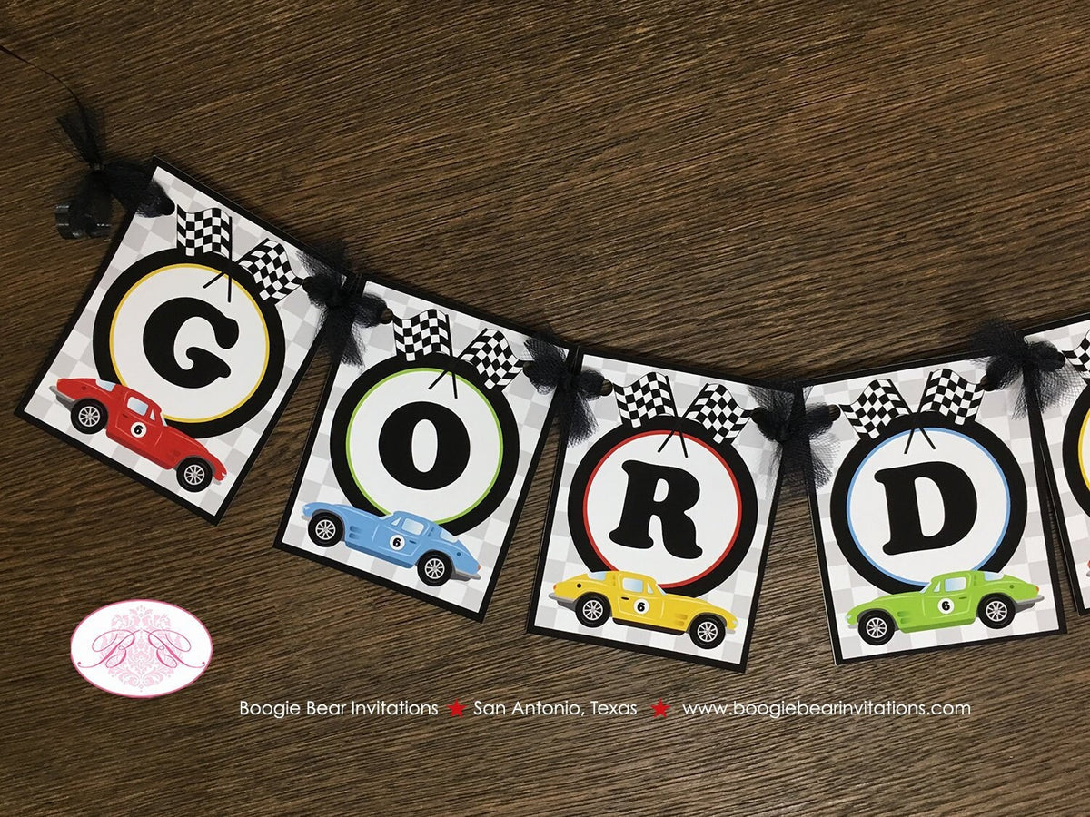 Race Car Birthday Party Banner Small Racing Classic Girl Boy Retro Cou ...