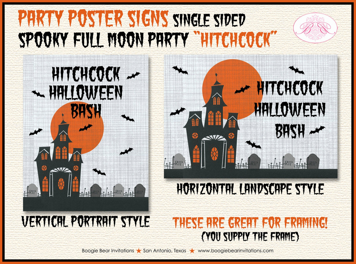 Haunted House Halloween Party Sign Poster Paper Frameable Full Moon Ha ...
