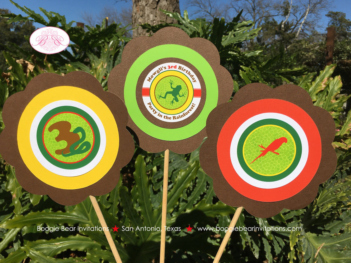 Rainforest Birthday Centerpiece Set Party Rain Forest Girl Boy Reptile ...