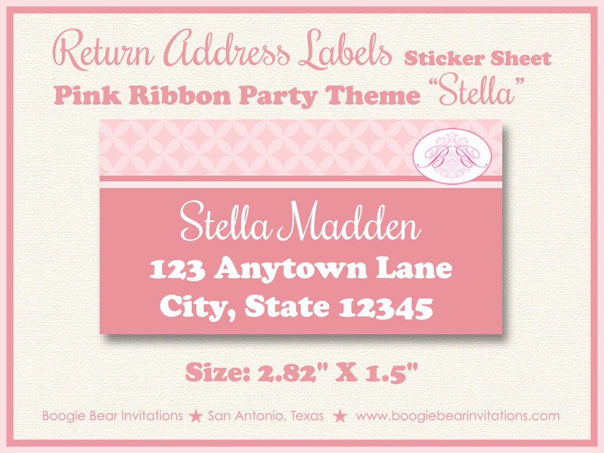 Pink Ribbon Birthday Party Invitation Photo Elegant Girl Boogie Bear I ...