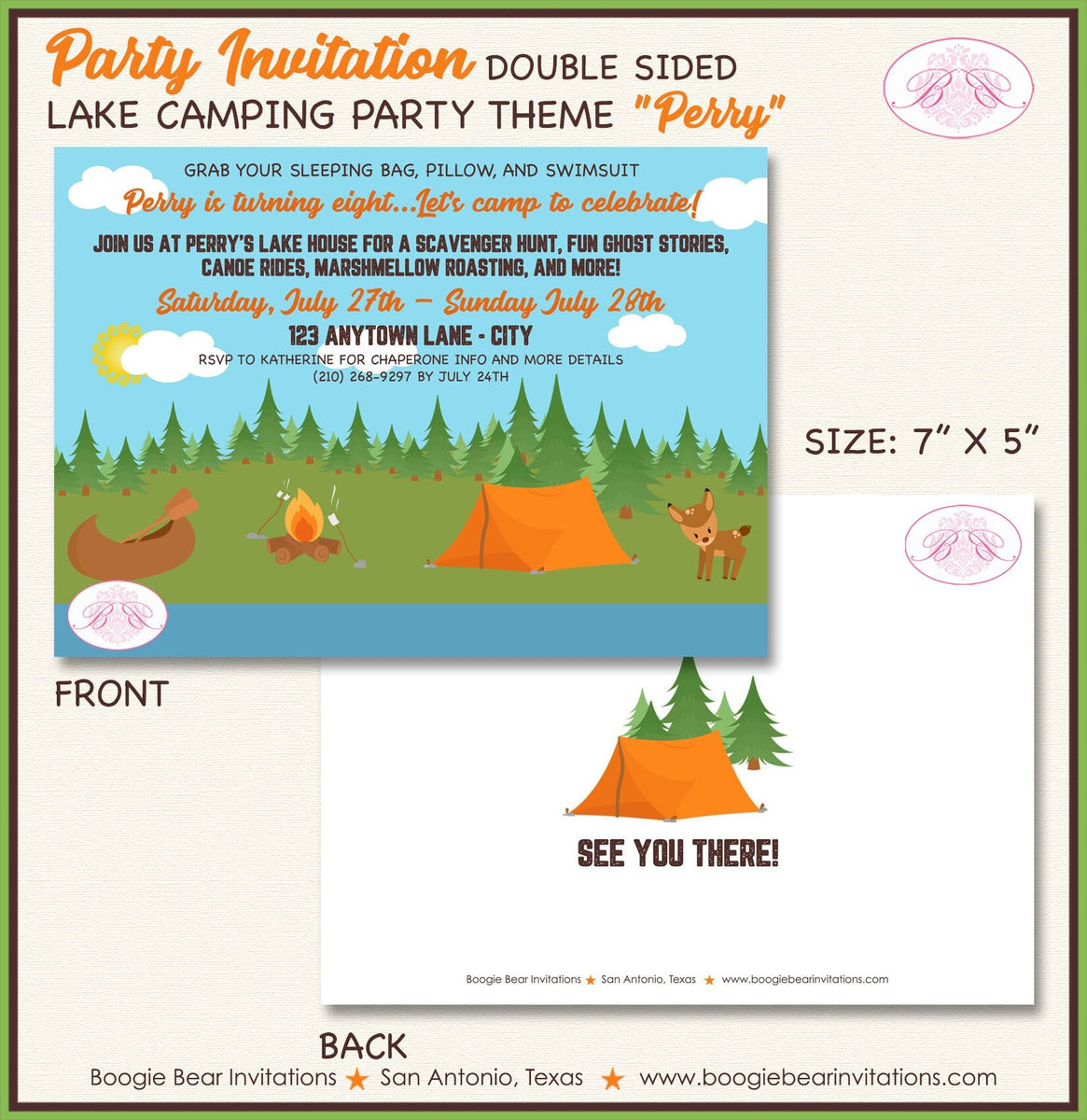 Bear Camping Birthday Invitations Woodcuts Camping Birthday