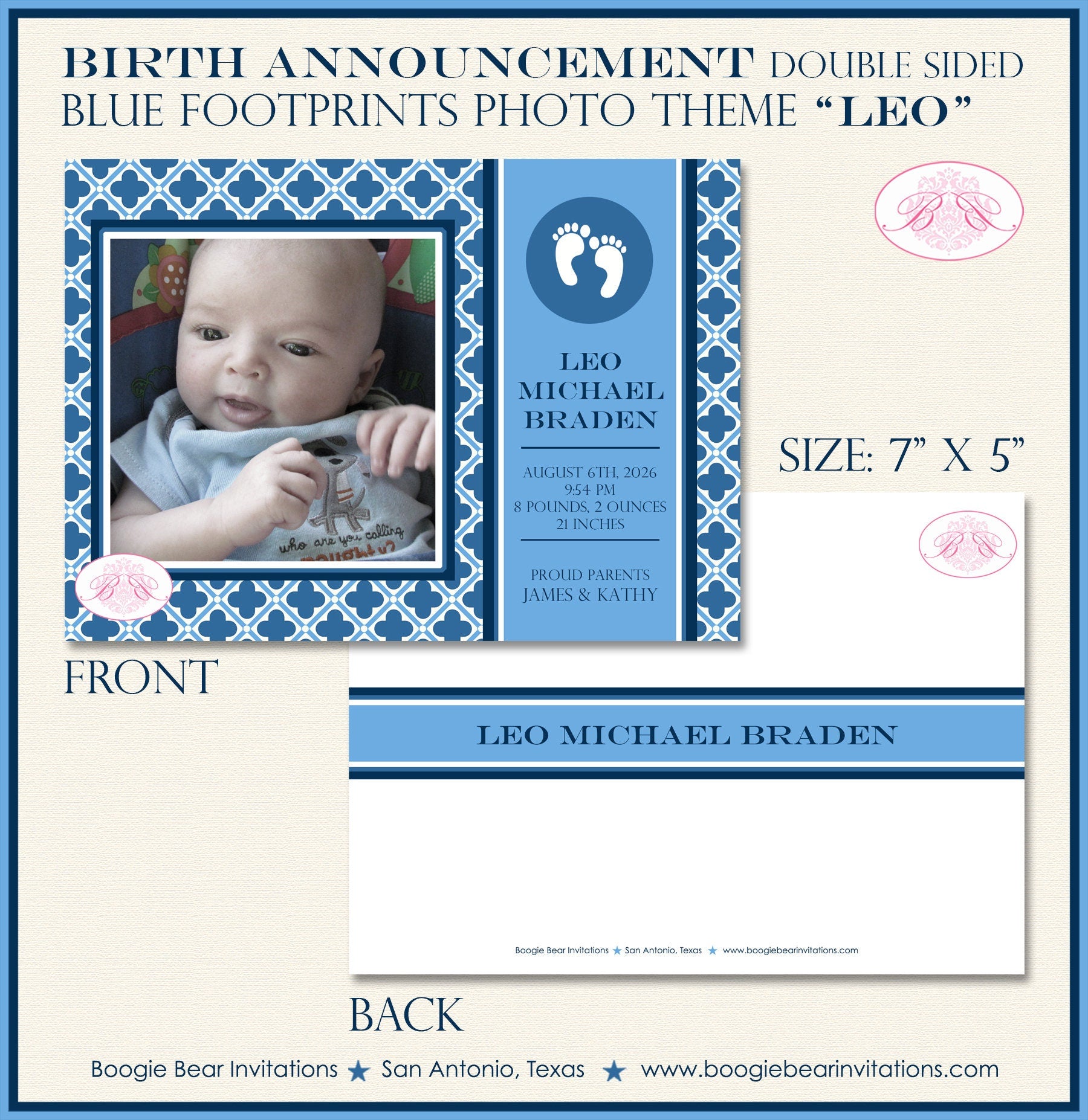 Baby Boy Announcement Cards Printable