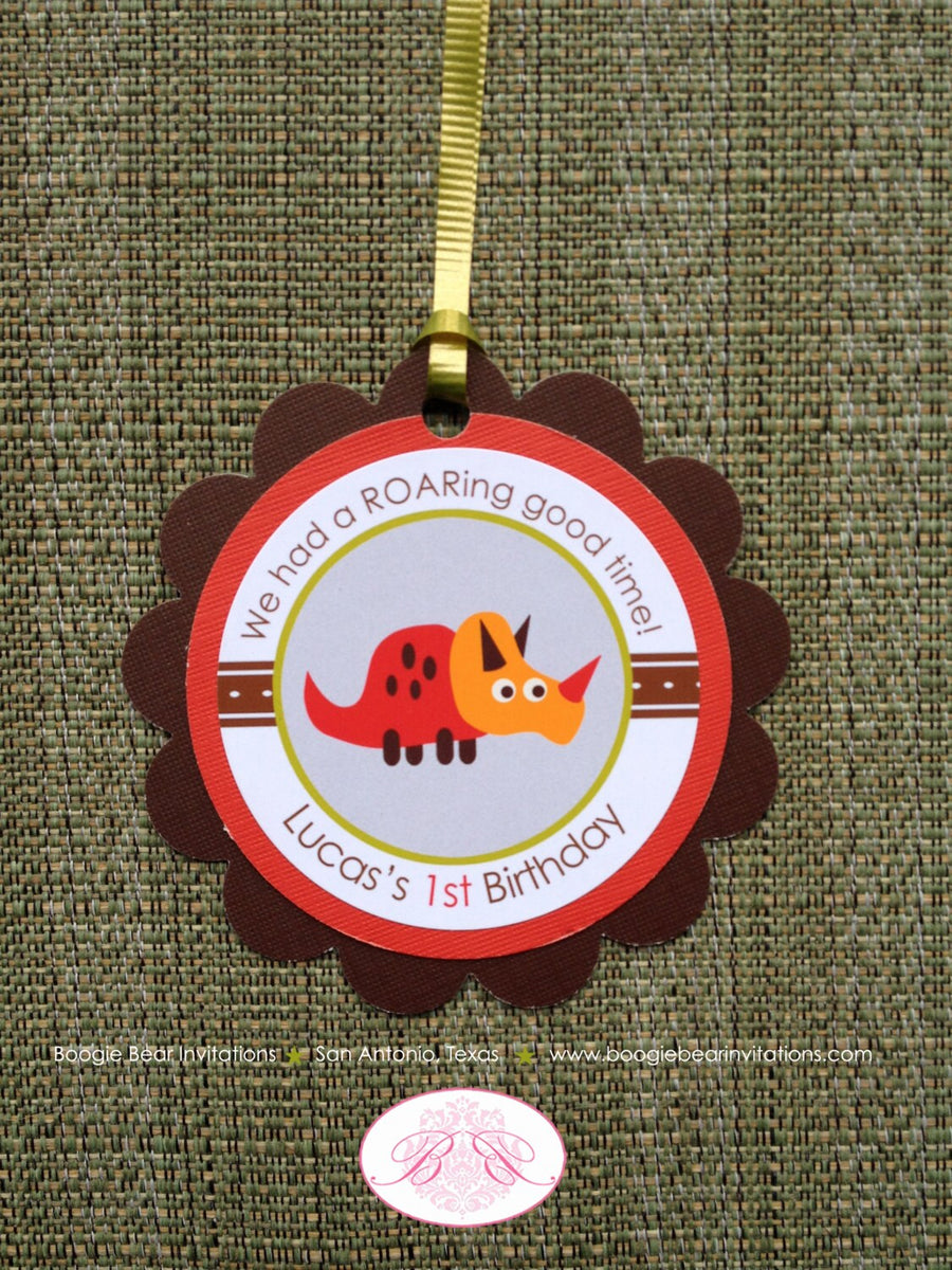 Little Dinosaur Birthday Party Favor Tags Boy Girl Gift Treat Red Oran ...